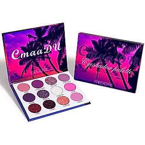 BINGBRUSH 12 Colors Glitter Purple Pink Cheap Eyeshadow Makeup Palette,Bright High Pigmented Metallic Shimmer Rainbow Colorful Pressed Eyeshadow Eye Makeup Set for Girls