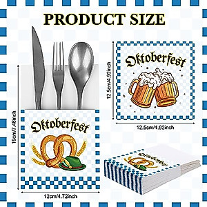Uiifan 72 Pieces Oktoberfest Silverware Holders and Cocktail Napkins Set 36 Oktoberfest Paper Luncheon Napkins 36 Cutlery Holders for German Bavarian Beer Party Dinnerware Decoration Supplies