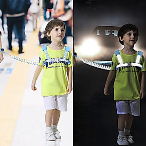 Blisstime 2 in 1 Reflective Toddler Leash -Anti Lost Wrist Link for Toddlers -Toddler Harness,Baby Leash,Leash for Toddlers,Wrist Leashes,Child Leashes for Toddlers,Not Easy to Open Without Key (Blue)