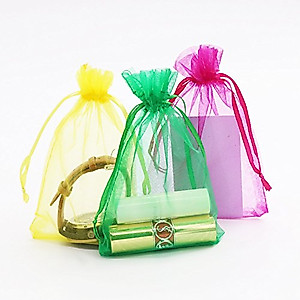 SumDirect 110Pcs 4x6 inches Mixed Color Sheer Drawstring Organza Jewelry Pouches Wedding Party Christmas Favor Gift Bags