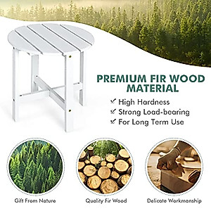 Tangkula Round Outdoor Side Table, 18 Inch Adirondack Table, Outdoor Indoor Chairside End Tables, Weather Resistant, Patio Side Table for Lawn Garden Balcony Backyard Living Room (1, White)