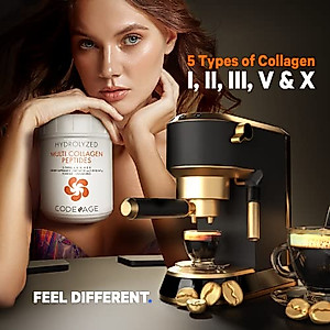 Codeage Multi Collagen Protein Powder Peptides, 2-Month Supply, Hydrolyzed, Type I, II, III, V, X Grass Fed All in One Super Bone Broth Collagen Supplement, Non-GMO, 20 Ounces