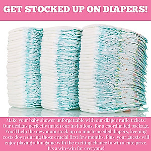 Amanda Creation Watercolor Dahlia Floral Elephant Diaper Raffle Tickets for Girl Baby Showers, 20 2" X 3” Double Sided Inserts, Bring a Pack of Diapers to Win Favors & Prizes!