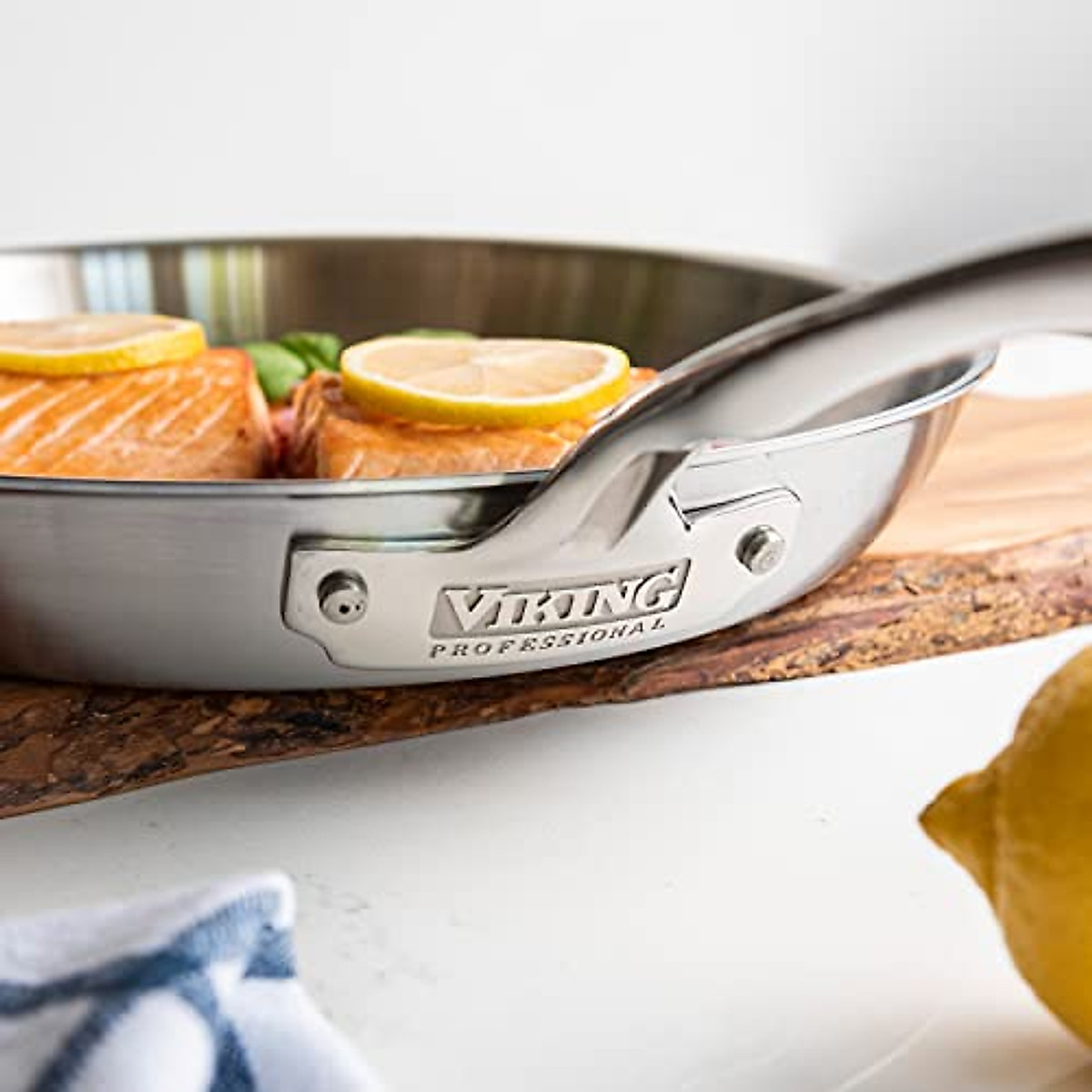 Viking Culinary Professional 5-Ply Stainless Steel Fry Pan, 12 Inch, Ergonomic Stay-Cool Handle, Dishwasher, Oven Safe, Works on All Cooktops including Induction