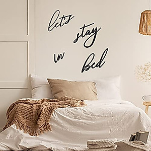 4 Pieces Let's Stay in Bed Wall Decor Rustic Bedroom Decoration Black 3D Wooden Letters Handmade Wood Summer Decor Love Quote Home Sign for Home Bedroom Apartment Office Hotel Decor