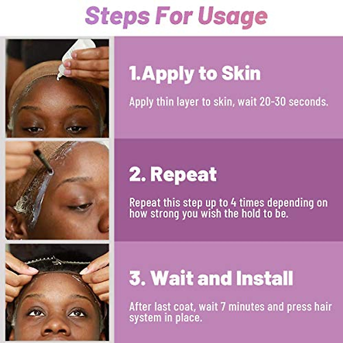 Smilco Strong Hold Waterproof Lace Wig Glue - 1.3OZ Transparent Hair Adhesive for Lace Front Wigs, Super Hold Waterproof Glue, Easy to Remove & Quick Dry