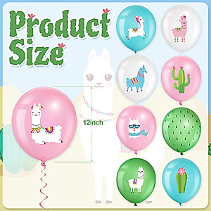 Aoriher 45 Pcs Llama Cactus Balloons Llama Themed Birthday Party Decorations 12 Inch Cactus Latex Balloons Bolivian Peru Alpaca Balloons for Birthday Party Baby Shower Mexican Cinco De Mayo Fiesta