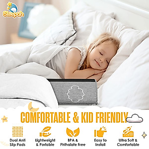 Sleepah 3 Pack Bed Rail for Toddlers Memory Foam Bed Bumper Guard w Dual Non-Slip Pads (Top & Bottom) Bed Rail is Waterproof Washable Soft Removable Cover for Kids, Adults & Seniors