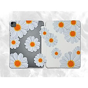 Kawaii Chamomile Flower Cute case Compatible with iPad Mini Air Pro 7.9 8.3 9.7 10.2 10.9 11 12.9 inch Pattern Cover New 2022 2021 Trifold Stand 3 4 5 6 7 8 9 Generation 490 (11" Pro 1/2/3 gen)