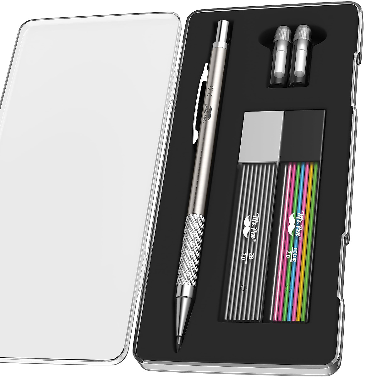 Mr. Pen- Mechanical Pencil, Metal, 2mm, Drafting Pencil, Metal Mechanical Pencils, Drawing Mechanical Pencils, Lead Holder, 2mm Mechanical Pencil, Mechanical Drawing Pencils, Thick Mechanical Pencil