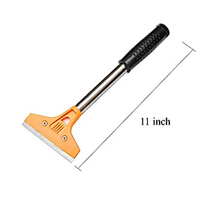 LUXXII 11 inch Long-handle Floor Wall Scraper Cleaner with 4 Inch Blade for Wallpaper and Floor Tile Adhesive Paint Removal