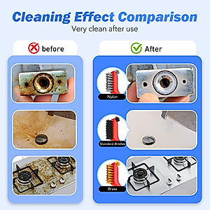 Wire Brush Set, 6 Pcs Brass/Stainless Steel/Nylon Wire Brushes for Cleaning with Curved Handle Grip for Rust Removal, Dirt, Paint Scrubbing