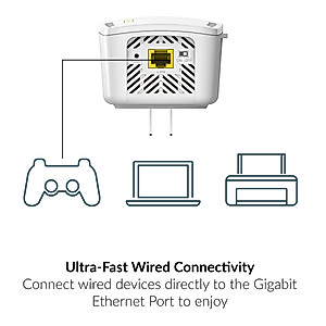 D-Link WiFi Range Extender Mesh Gigabit AC1900 Dual Band Plug In Wall Signal Booster Wireless or Ethernet Port Smart Home Access Point (DAP-1955-US)