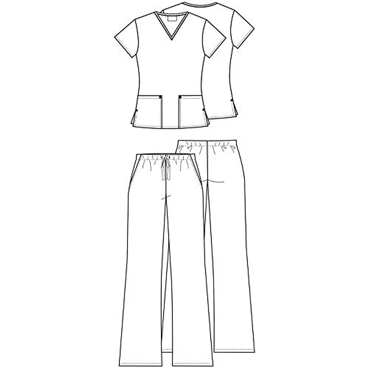 Vital Threads Womens Scrubs Set V-Neck Top & Drawstring Pant, VT512C, L, Black