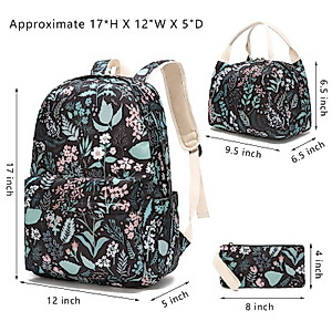 Pawsky School backpack for Teen Girls Women Kids School Bags College Bookbag, 15 Inch Laptop Bag with Lunch Bag and Pencil Case