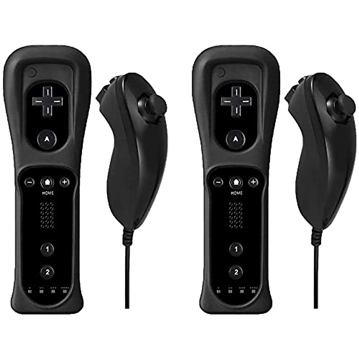 Wii Remote and Nunchuck Controller, Wireless Controllers Compatible with Wii/Wii U with Silicone Case and Wrist Strap (Black)