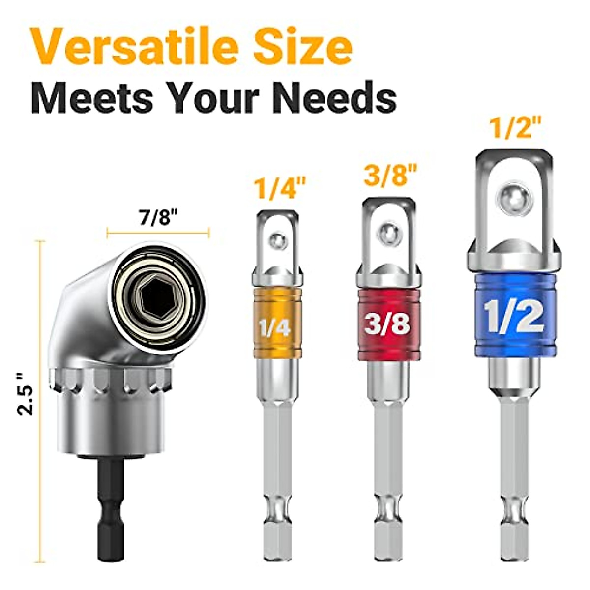 HANPURE Right Angle Drill Attachment Set+Rechargeable LED Flashlight Gloves