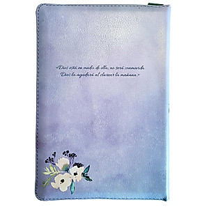 Biblia Letra Gigante para Mujer Manual 14 puntos con cierre RV1960 violeta floral con indice