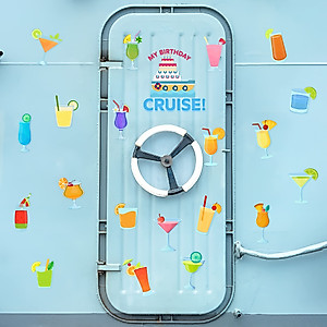AsodSway 21Pcs Summer Drink Cruise Door Decorations My Birthday Tropical Magnetic Creative Cruise Magnets Door Carnival Ship Car Refrigerator Laptop Accessories Hawaiian Lemon Cocktail Birthday Decor