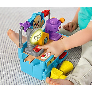 Fisher-Price Baby & Toddler Toy Laugh & Learn Busy Learning Tool Bench Construction Activity for Pretend Play Infants Ages 6+ Months