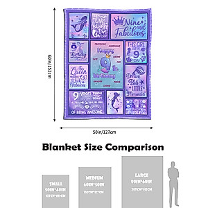 Henazin 9 Year Old Girl Birthday Gift, Purple Cartoon Heart Flannel Throw Blanket, 50"X60", Lightweight, Modern, Twin Size, 1 Count