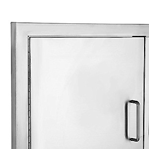 ZBPRESS 28W X 19H inch BBQ Island Double Door Flush Mount 304 Stainless Door Double Access BBQ Door Double Door