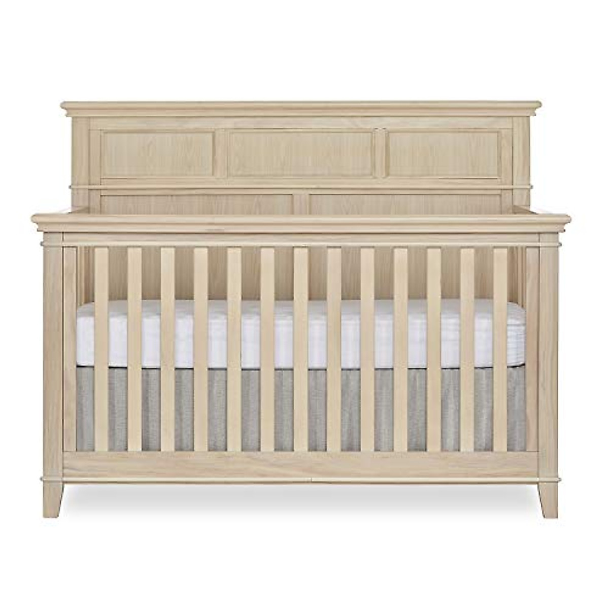 Dream On Me Dover 4-In-1 Convertible Crib In Vintage White Oak, Three Mattress Height Settings, Fixed Stationary Side Rails, Wooden Furniture For Nursery, Bedroom