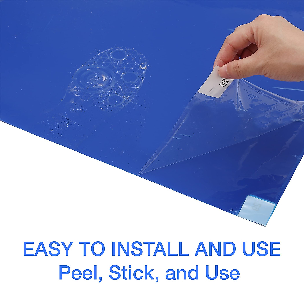 CALPALMY 150 Sheets 24" x 36" Adhesive Mats - Sticky Mat for Laboratories, Homes, Construction Sites, and More - Remove Dust and Dirt from Shoes and Equipment Wheels -Blue