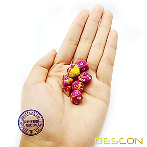 Bescon Mini Two Tone Polyhedral RPG Dice Set 10MM, Small Dice Set D4-D20 in Tube, 6 New Assorted Colored of 42pcs