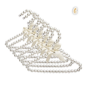 awagas 6Pack Baby Pet Dog Clothes Hangers, Mini Cute Pearl Hangers, Pearl Baby Hangers Faux Pearl Beaded Elegant Garment Clothes Hangers with Ribbon Bowknot for Pet Dog Cat Small Baby Kids Bebes Dolls