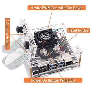 Makeronics Acrylic Case/Enclosure (Clear Transparent) for Jetson Nano with Camera Case for B01 and A02 | Power & Reset Control Switch | Cooling Fan | Assembly Instruction Included