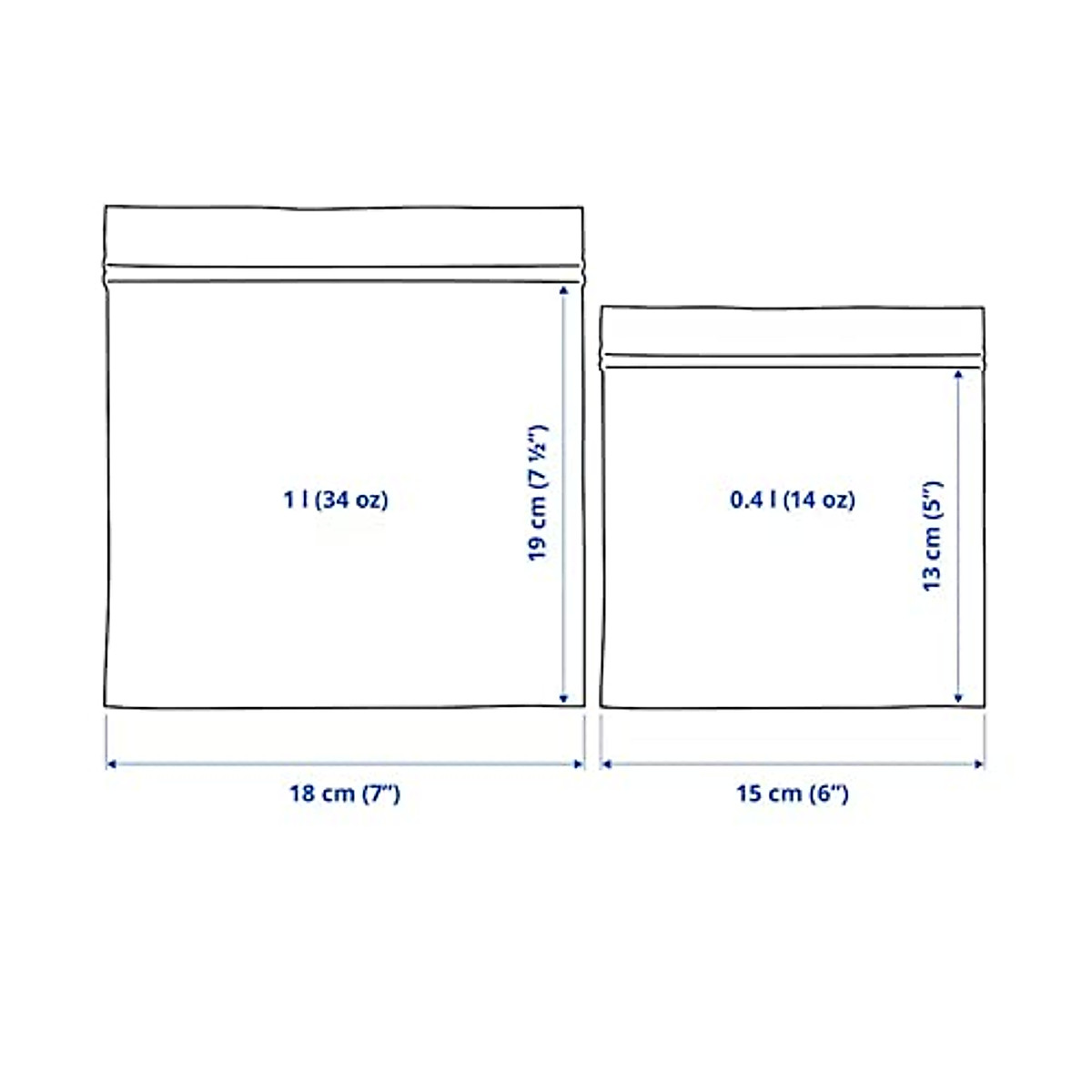 ISTAD Plastic Bag, Red, Pack of 60, Comprises: 30 bags (0.4 l) and 30 bags (1 l), Can be used over and over again since it can be re-sealed.