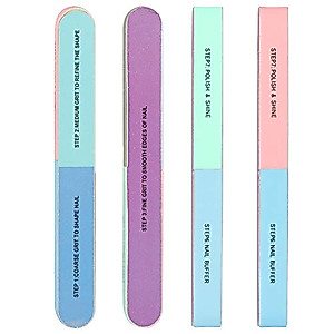 12 Pieces 7 Way Nail File and Buffer Block Professional Nail Buffering Files 7 Steps Washable Emery Boards for Acrylic Nails
