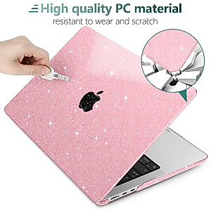 CAMPLALA Compatible with MacBook Air 15 inch Case 2024 2023 Release M3 A3114 M2 A2941, Hard Shell Cover & Keyboard Cover & Screen Protector & OTG Adapter for MacBook Air 15, Sparkly Pink