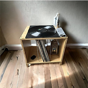 Turnable Stand with Record Storage - Stackable Bamboo Record Player Stand with Storage for 12" Vinyl Albums Turntable Cabinet Nightstand - Living Room Bedroom Sofa Couch Bed Side Night Stand