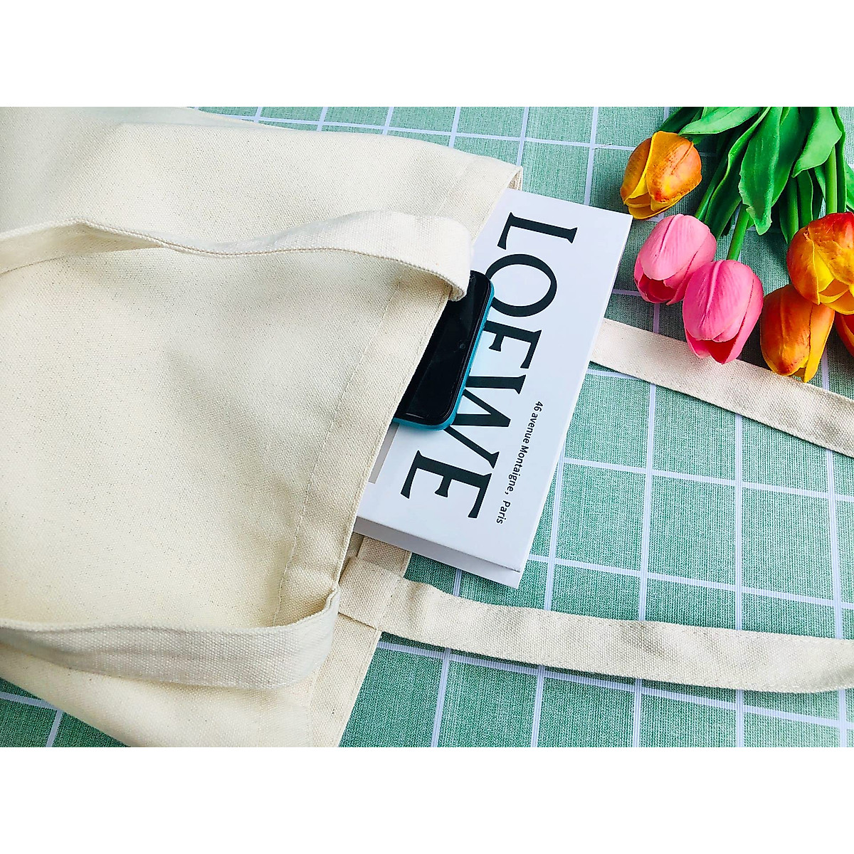 Reusable Grocery Shopping Bags Cute Canvas Tote Bag Aesthetic Floral Botanical Tote Bag for Women Shopping