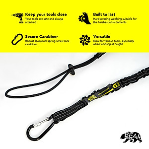 BearTOOLS Tool Lanyard with Single Carabiner and Adjustable Loop End, Standard Length, Maximum Weight Limit 8KG / 17.6lb, Aluminum Screw Lock Carabiner with Shock Cord Stopper, 0923S (3 Pack)
