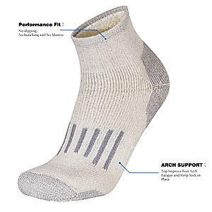 EnerWear 4P Pack Men's Merino Wool Cushion Trail Low Cut Socks(10-13,Grey