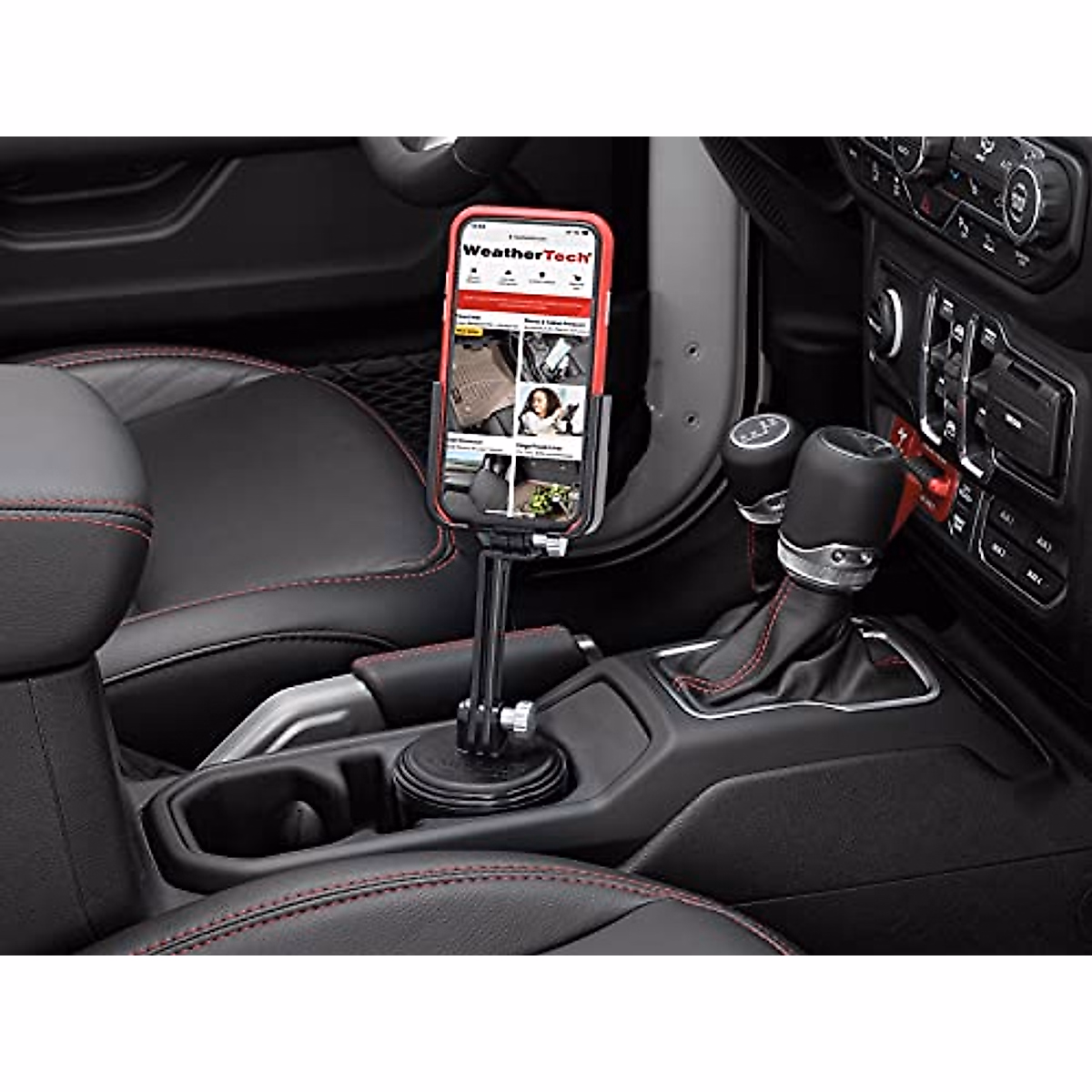 WeatherTech CupFone XL with Extension, Cell Phone Mount for Car, Universal with Black Plastic Knobs