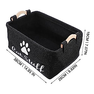 SECFOU Pet Cloth Storage Box Dog Storage Bin cat bin cubby Cubes Pet Toys Basket storage bins for clothes Pet Clothes Dog Toys Storage Bin cat toy cat basket square office wooden handle