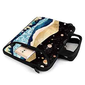 AMARY 15.4" 15.6" laptop sleeve adjustable shoulder strap with handle accessory pocket for men women (Mountains Galaxy)