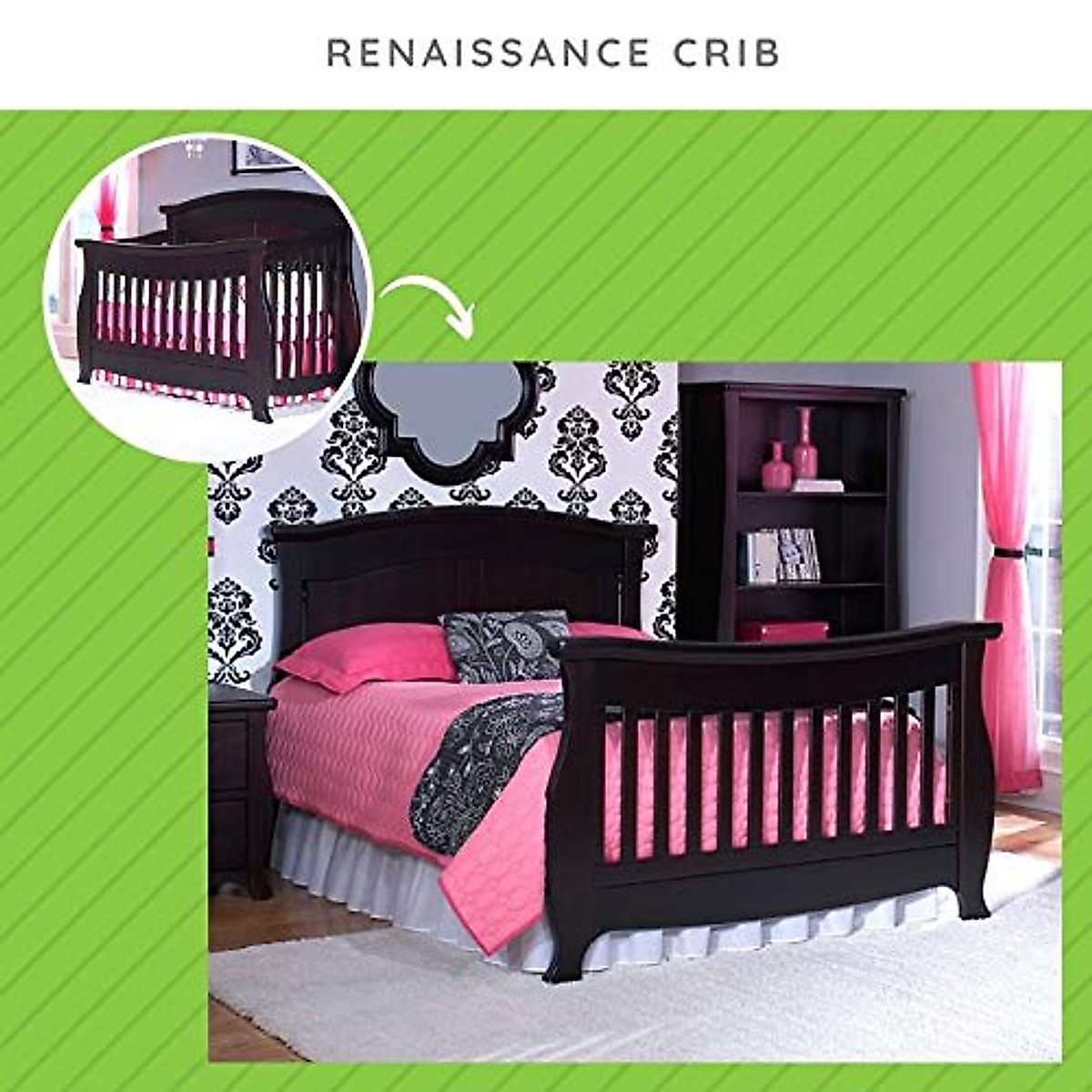 Full-Size Conversion Kit Bed Rails for Baby's Dream & Cocoon Cribs | Multiple Finishes Available (Espresso)