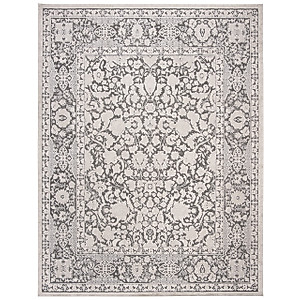 SAFAVIEH Reflection Collection Area Rug - 8' x 10', Dark Grey & Cream, Boho Tribal Distressed Design, Non-Shedding & Easy Care, Ideal for High Traffic Areas in Living Room, Bedroom (RFT667B)