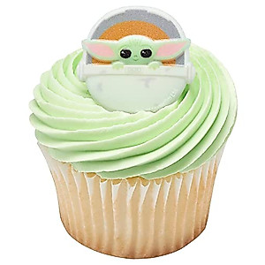 DECOPAC Star Wars The Mandalorian The Child Rings, Cupcake Decorations, Food Safe Cake Toppers – 24 Pack