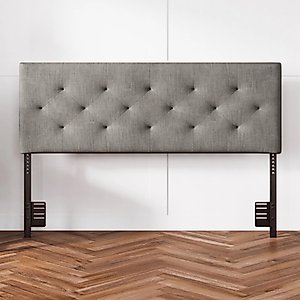 Sven & Son Diamond-Tufted Mid-Rise Upholstered Headboard, Wall or Bed Frame Mount - Full or Queen (Gray)