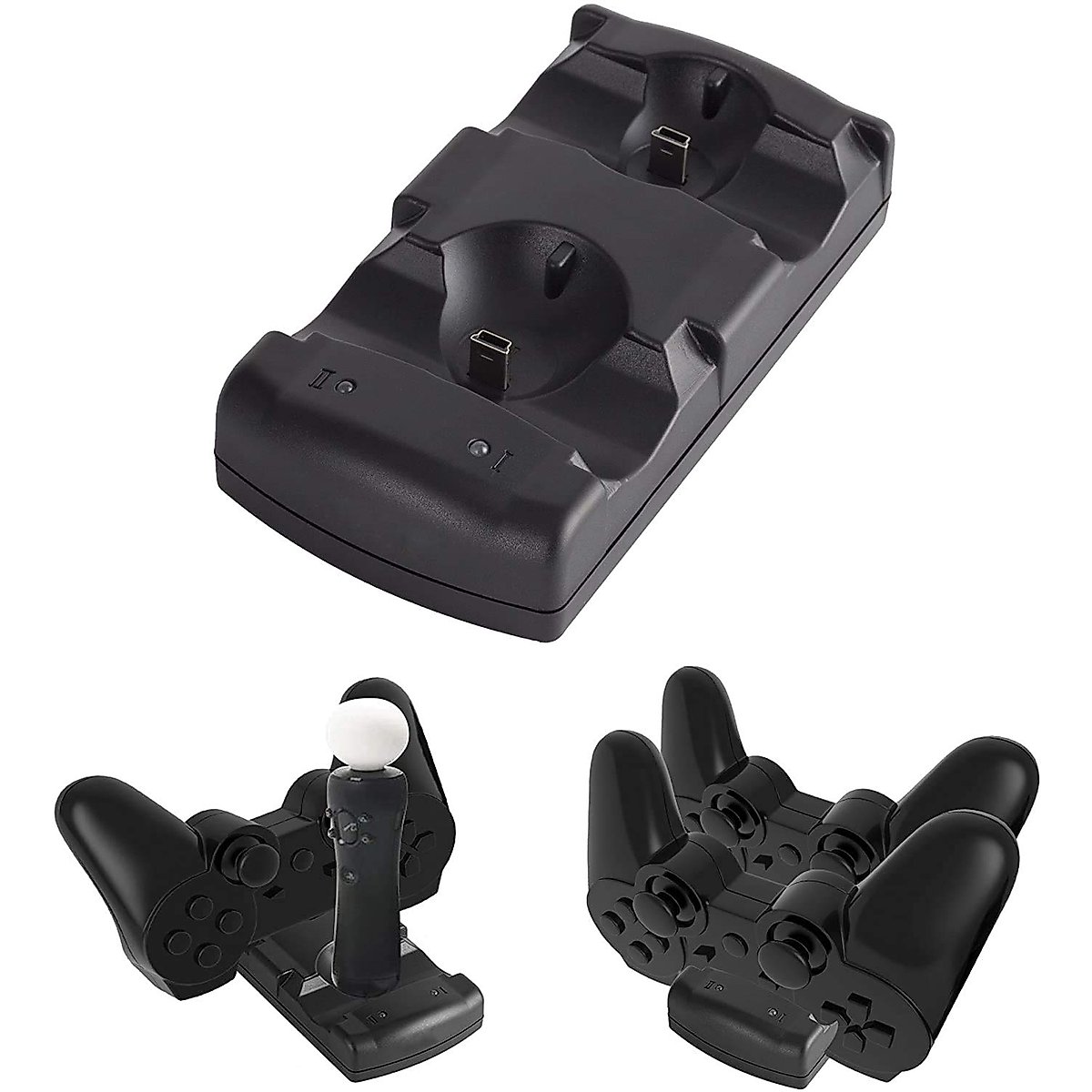 VSEER PS3 Controller Charging Dock Charging Station 2 in 1 with LED light Indicator Compatible for Original PS3/MOVE Controller, Black