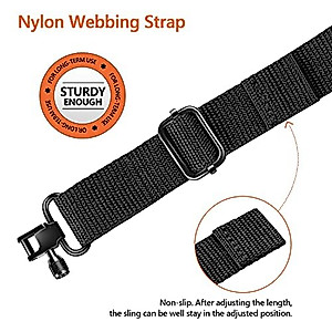 EZshoot Two Point Sling with Swivels, Comfortable Neoprene Padded, Length Adjustable Rifle Sling for Outdoors Black