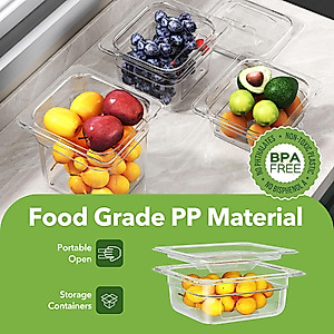 HNEDSEN 12 Pack Plastic Food Pan with Lid 1/9 Size 4 Inch Deep Restaurant Clear Food Storage Containers Polycarbonate Commercial Hotel Pans for Fruits Vegetables Beans Corns (12 PCS, 4'' Deep)