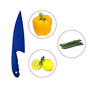 PENTA ANGEL 6 Colors Plastic Kitchen Knife Set Nylon Knife Children Safety Cooking Chef Knives for Fruit Lettuce Vegetable Salad Bread (6 Colors)