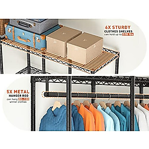 Raybee Clothes Rack Heavy Duty Clothing Racks for Hanging Clothes Load 985 LBS,Metal Clothing Rack Freestanding Portable Wardrobe Closet Rack for Hanging Clothes Wire Garment Rack, Black